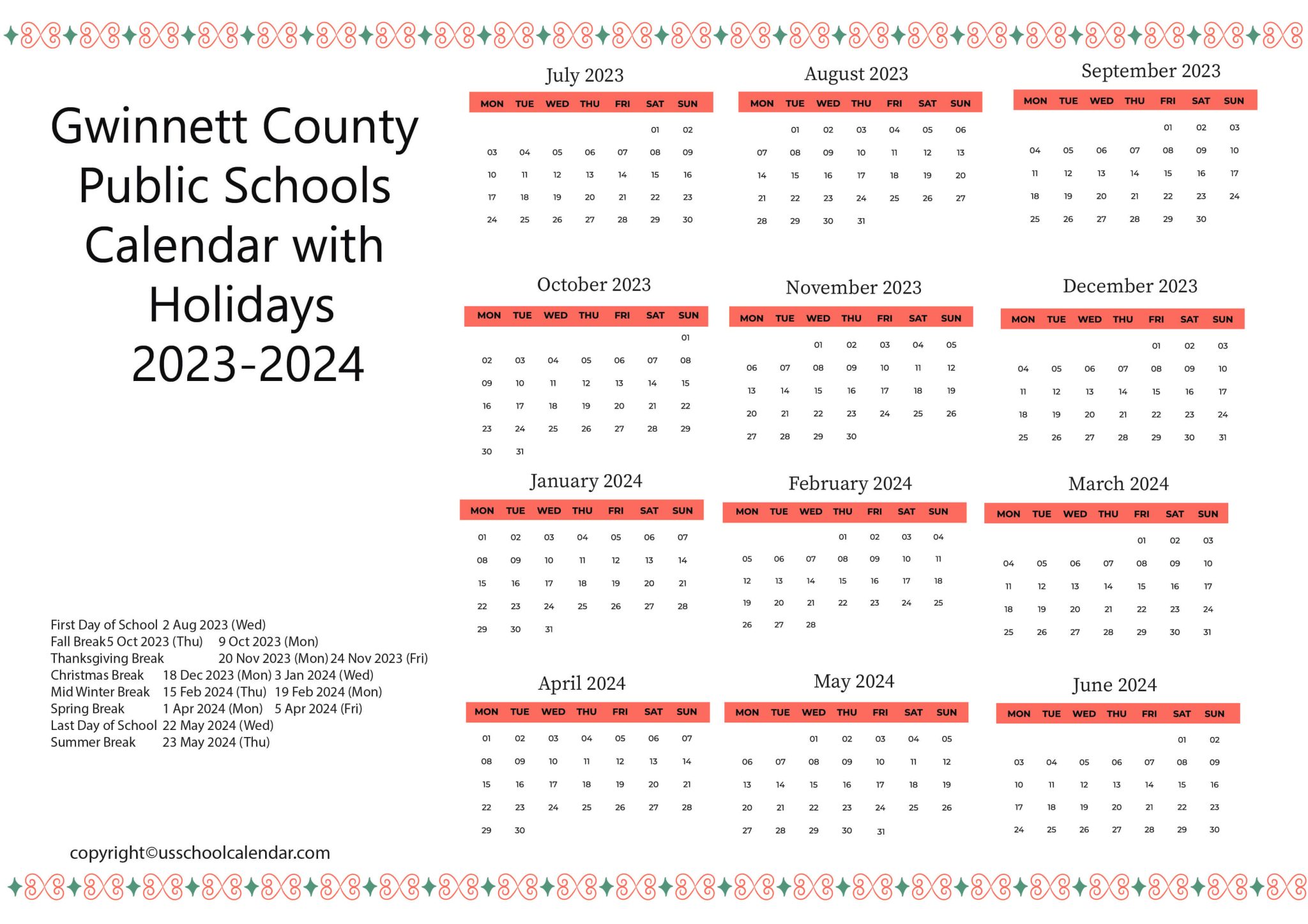 Gwinnett County Public Schools Holidays - US School Calendar Gwinnett County Public Schools Holidays - US School Calendar