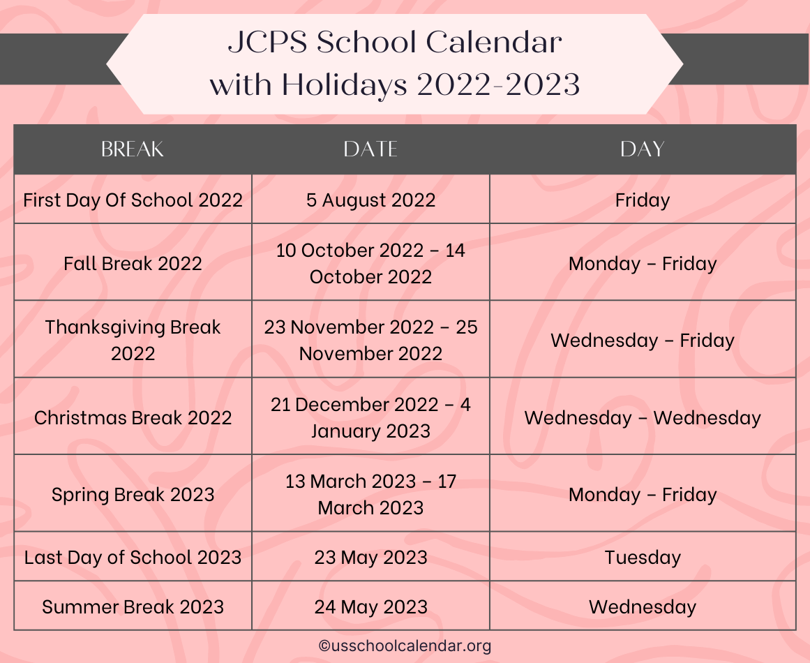 JCPS School Calendar - US School Calendar