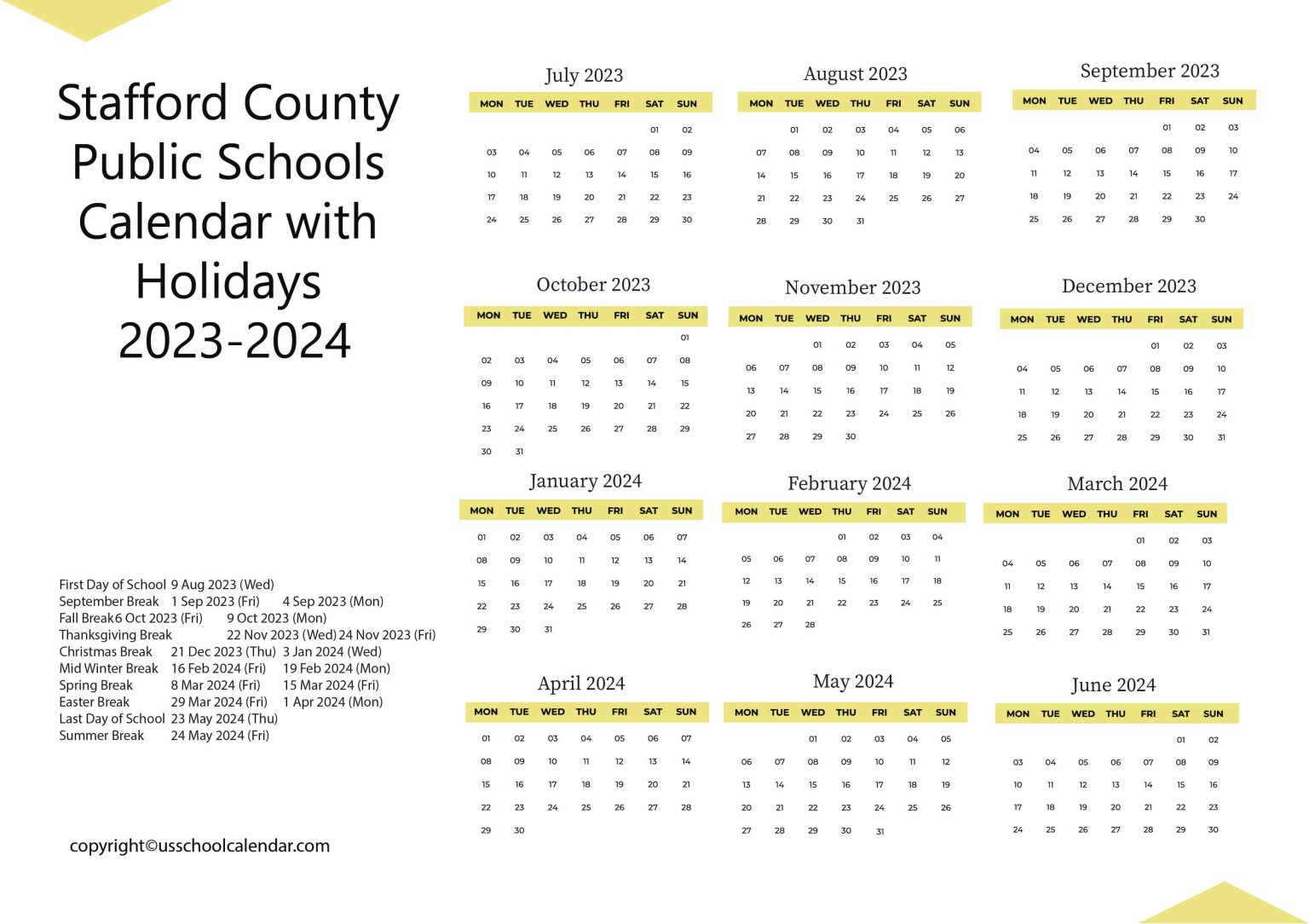 Stafford County Public Schools Calendar - US School Calendar