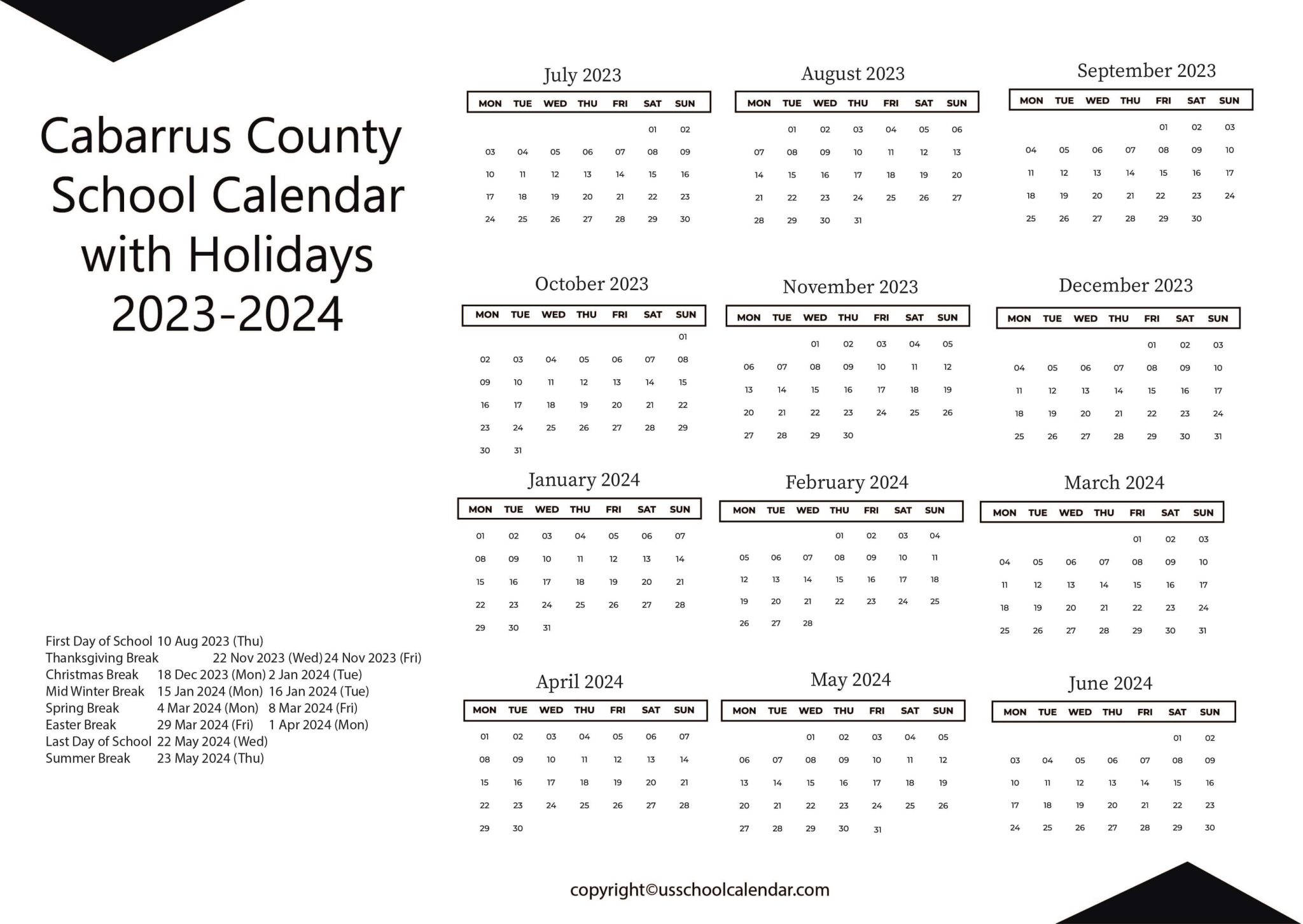 Cabarrus County Schools Calendar - US School Calendar