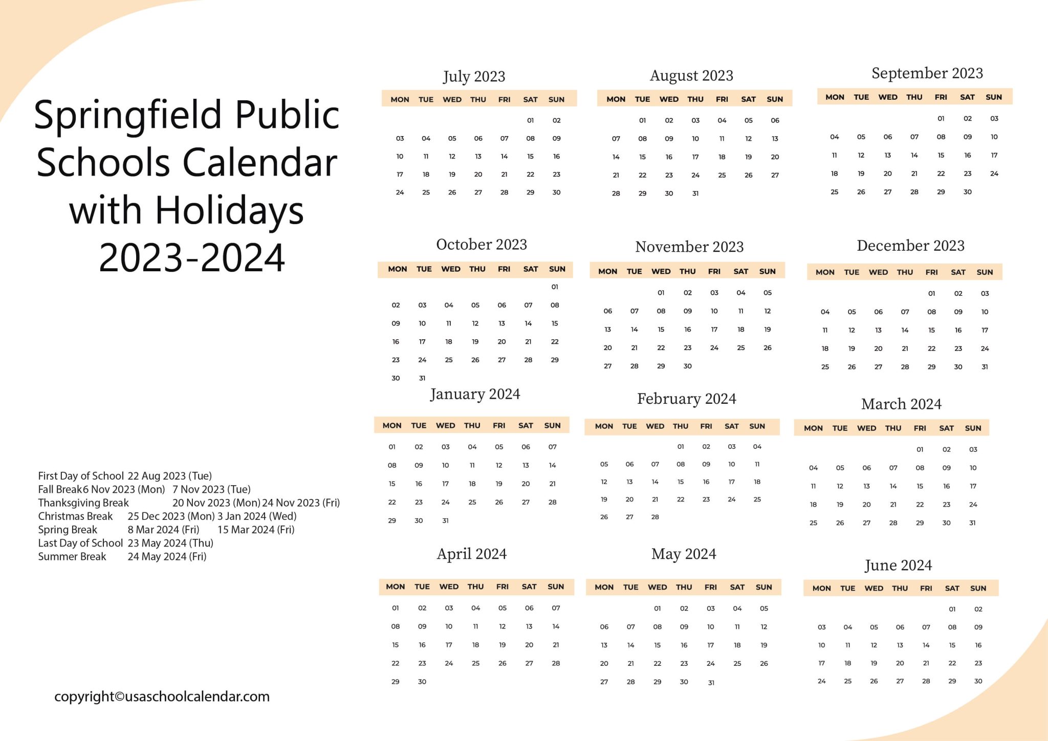 Springfield Public Schools Calendar - US School Calendar