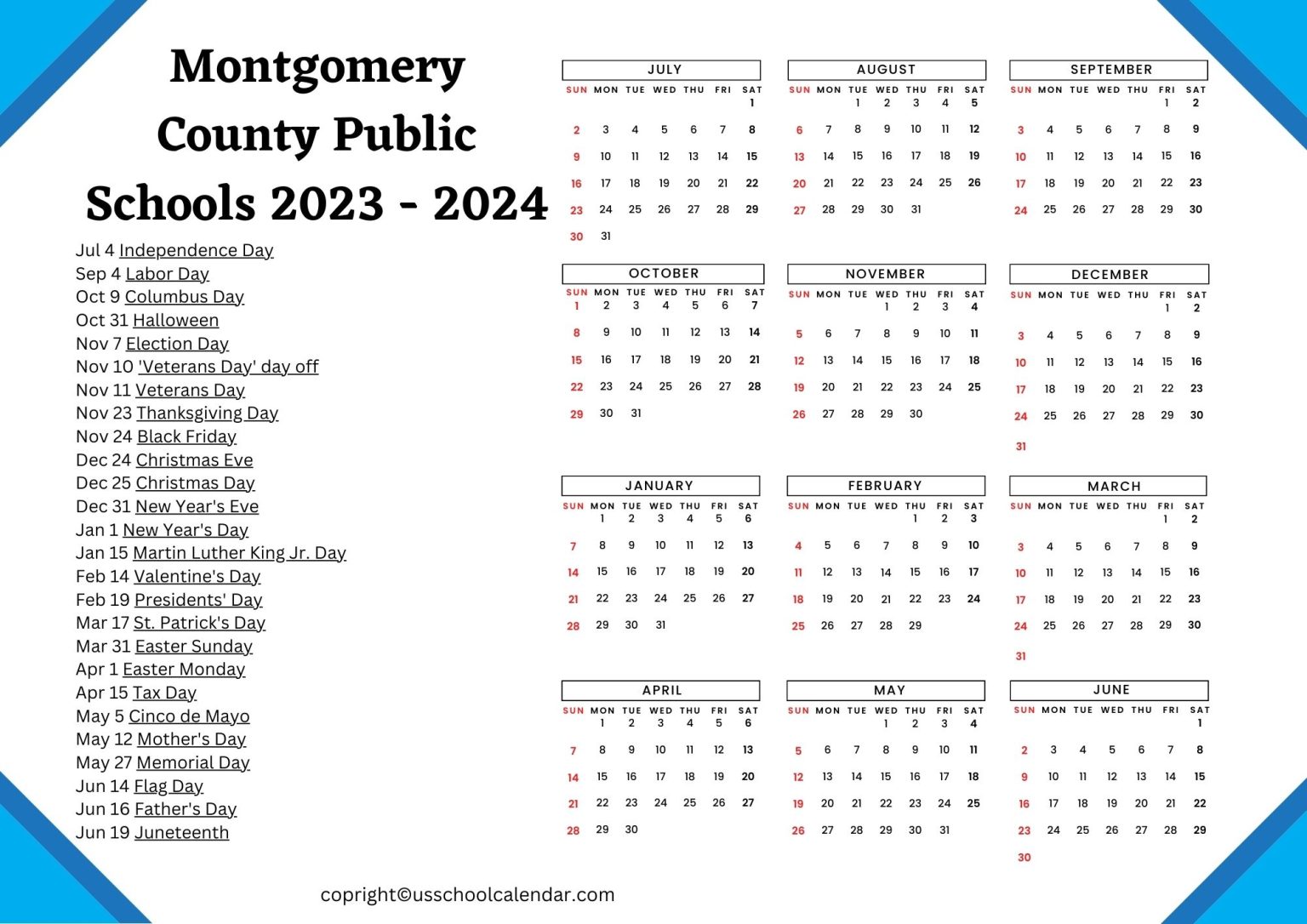 MASD Calendar - US School Calendar